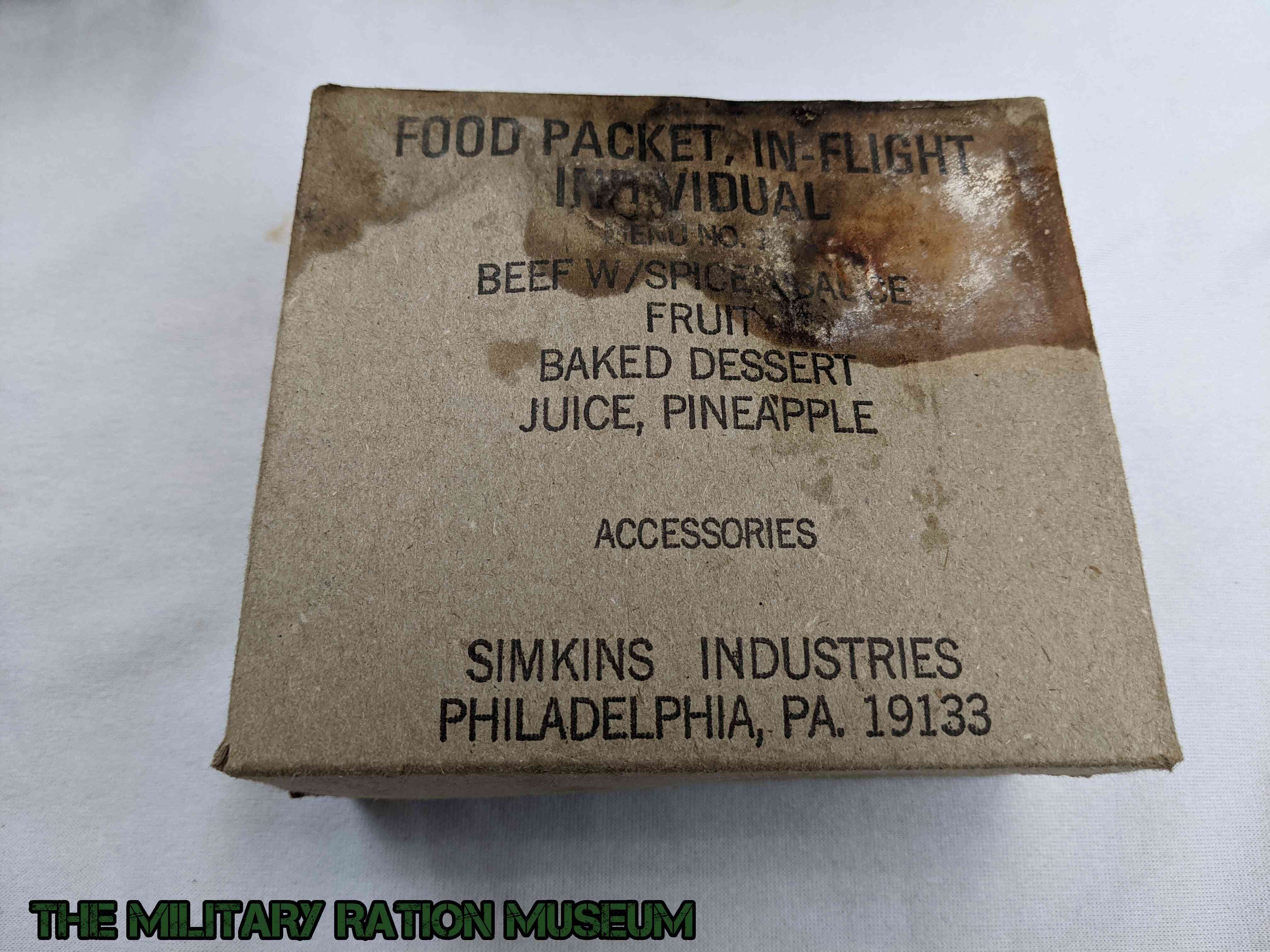 Food Packet, In Flight Individual - Menu 1 Beef Spiced Sauce (Empty ...