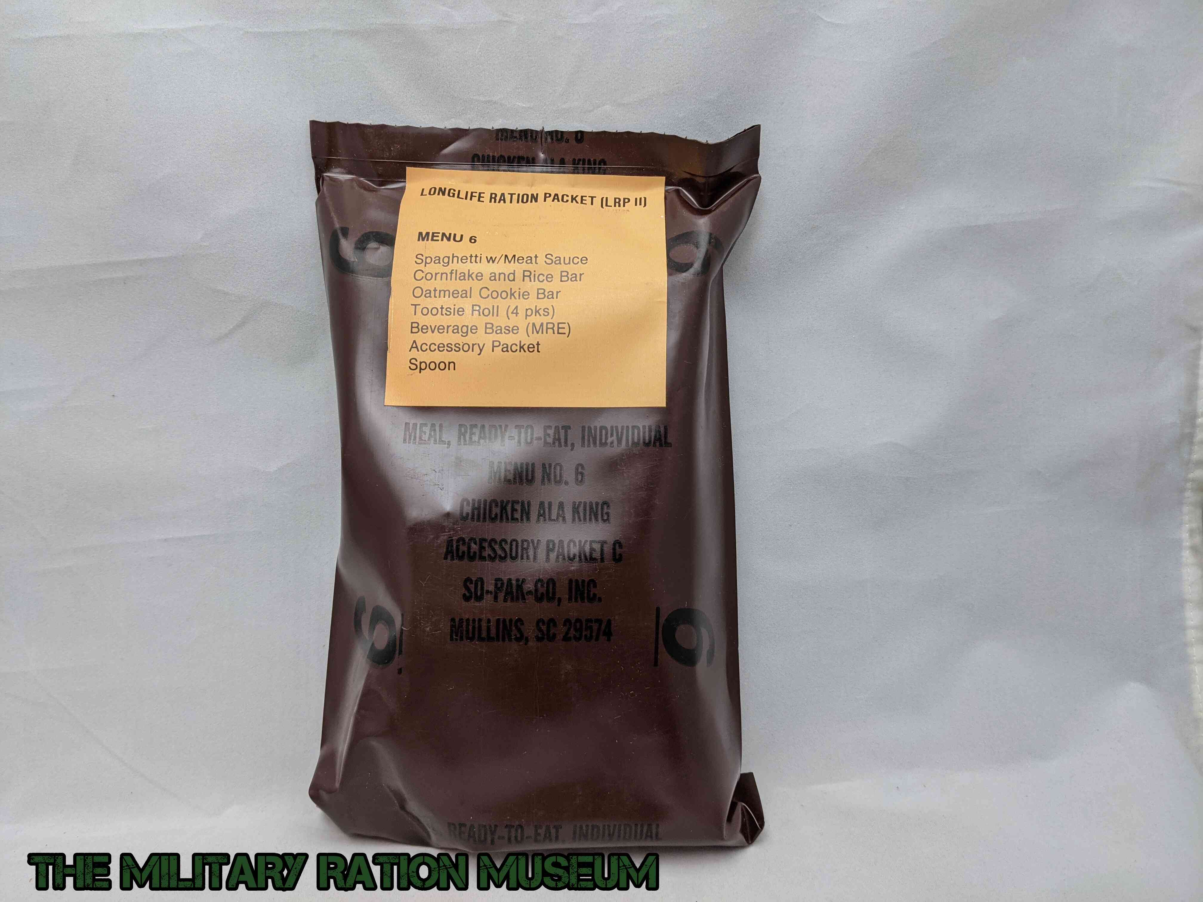 Longlife Ration Packet (LLRP) - Menu 6 - Spaghetti w/Meat Sauce | The ...
