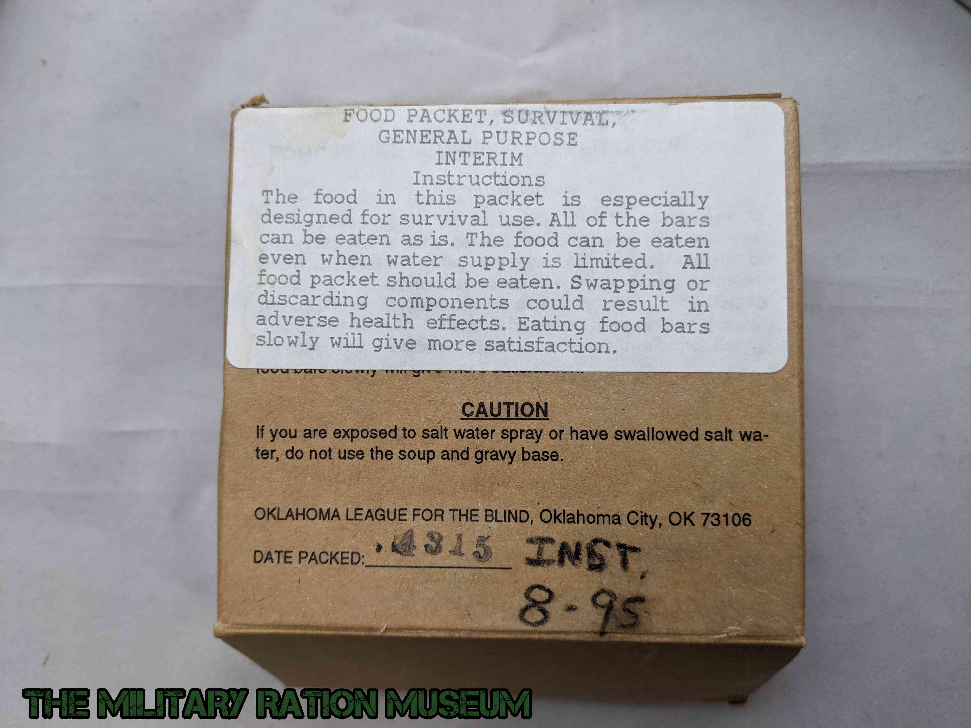Food Packet, Survival, General Purpose, Interim - 1994 (Open) | The ...