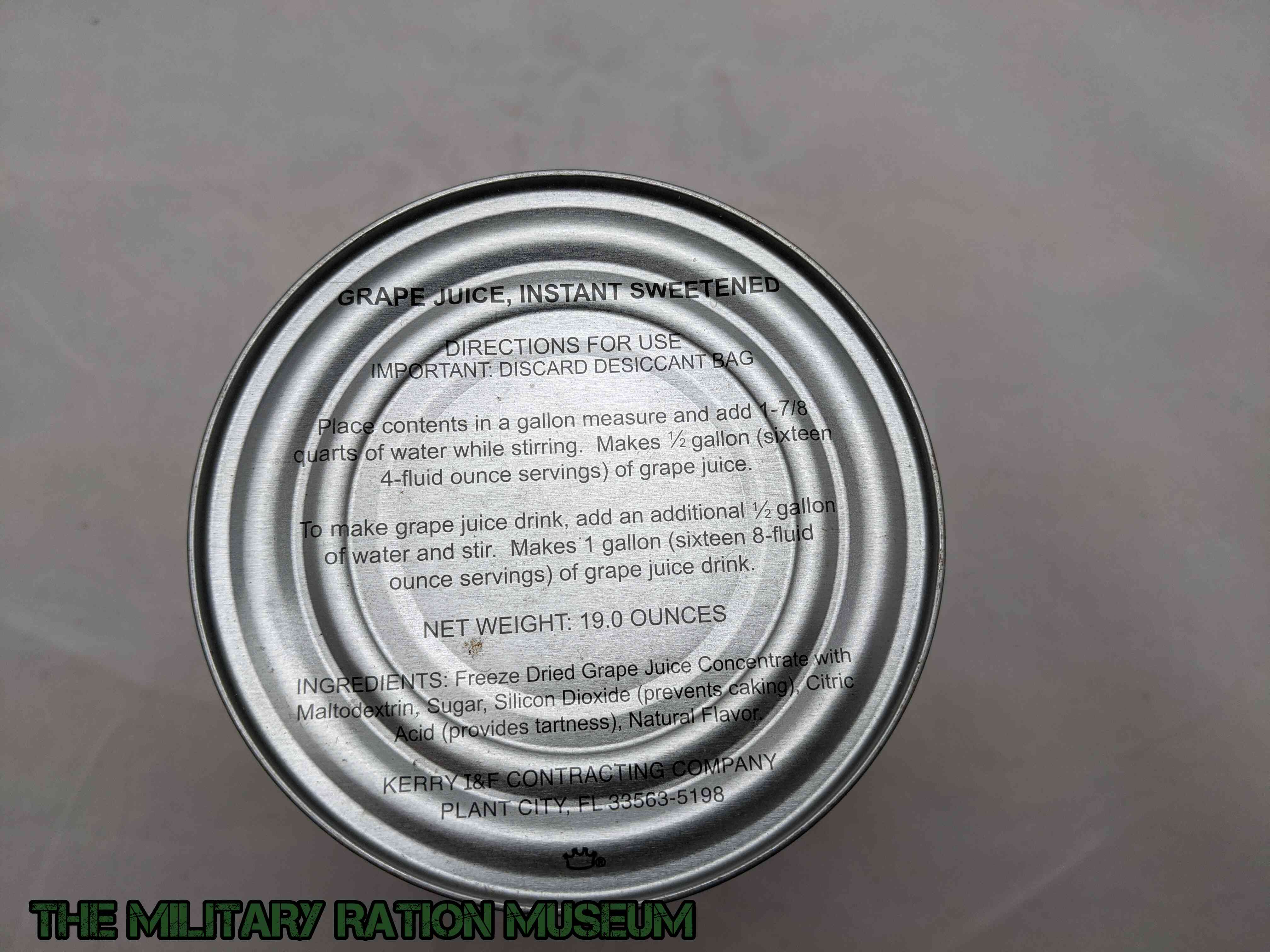 Grape Juice, Instant, Sweetened (UGR) | The Military Ration Museum Archives