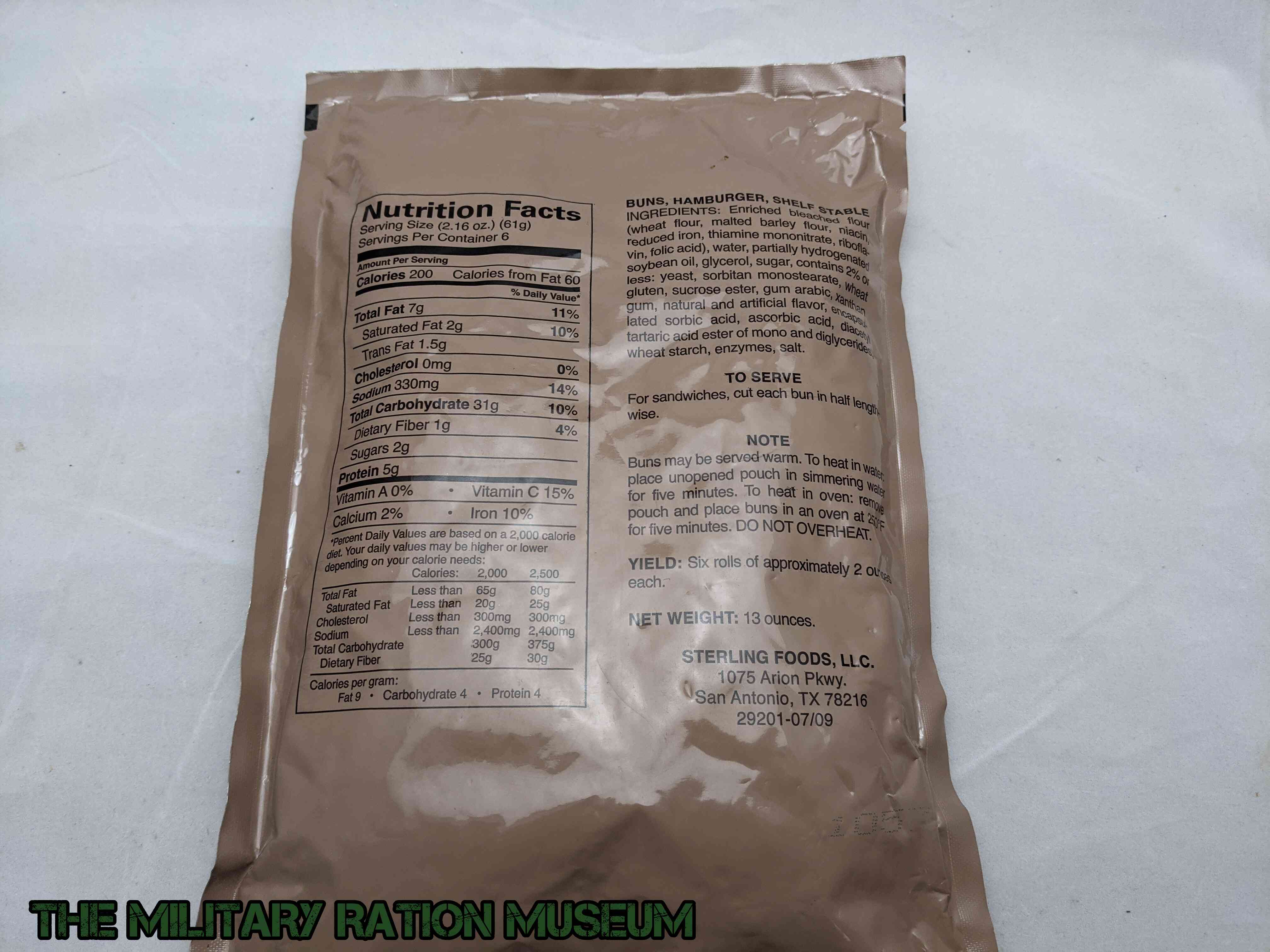 Buns, Hamburger, Shelf Stable (UGR) | The Military Ration Museum Archives