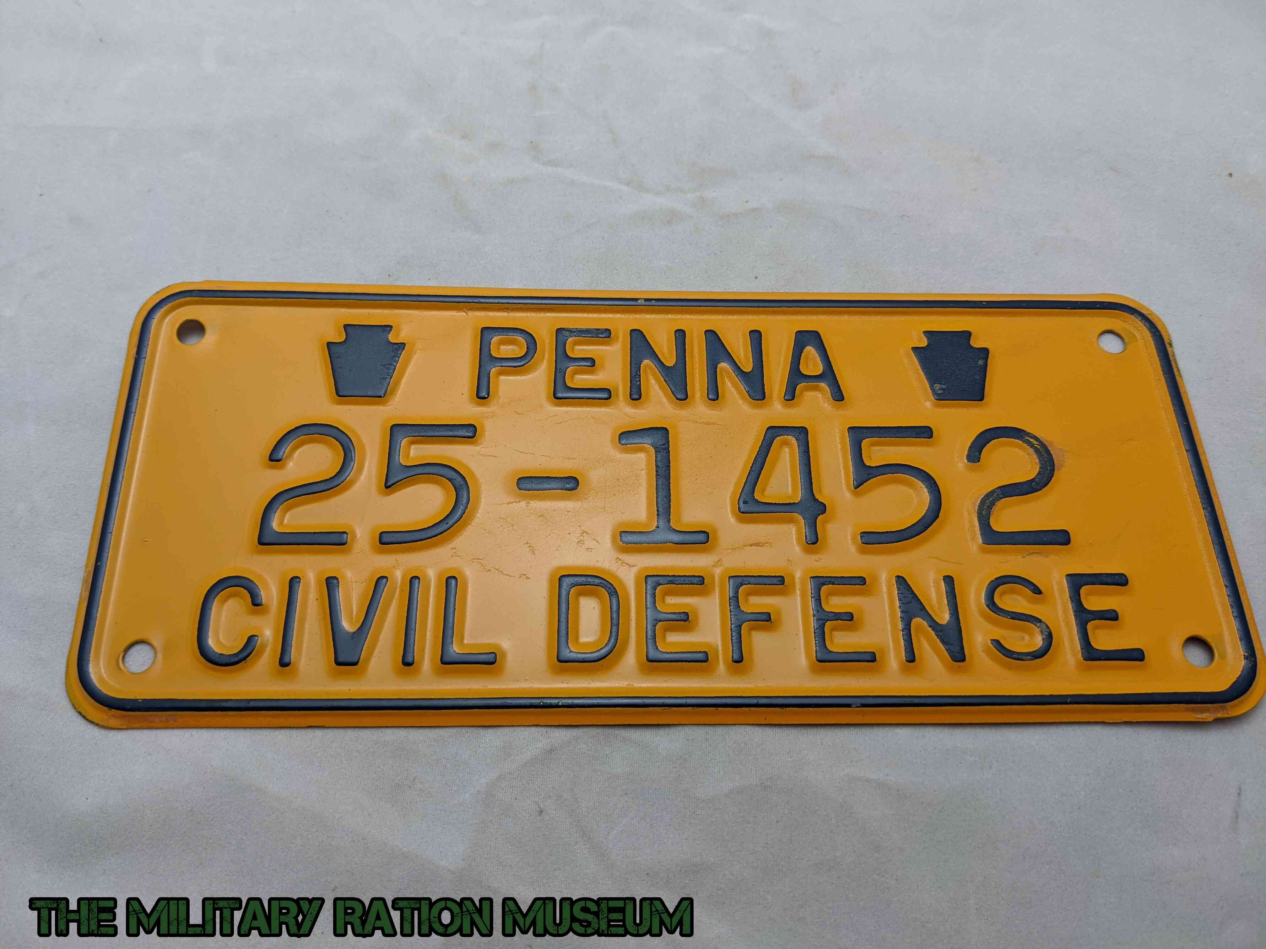 Civil Defense License Plate 25-1452 Trailer/Motorcycle | The Military ...