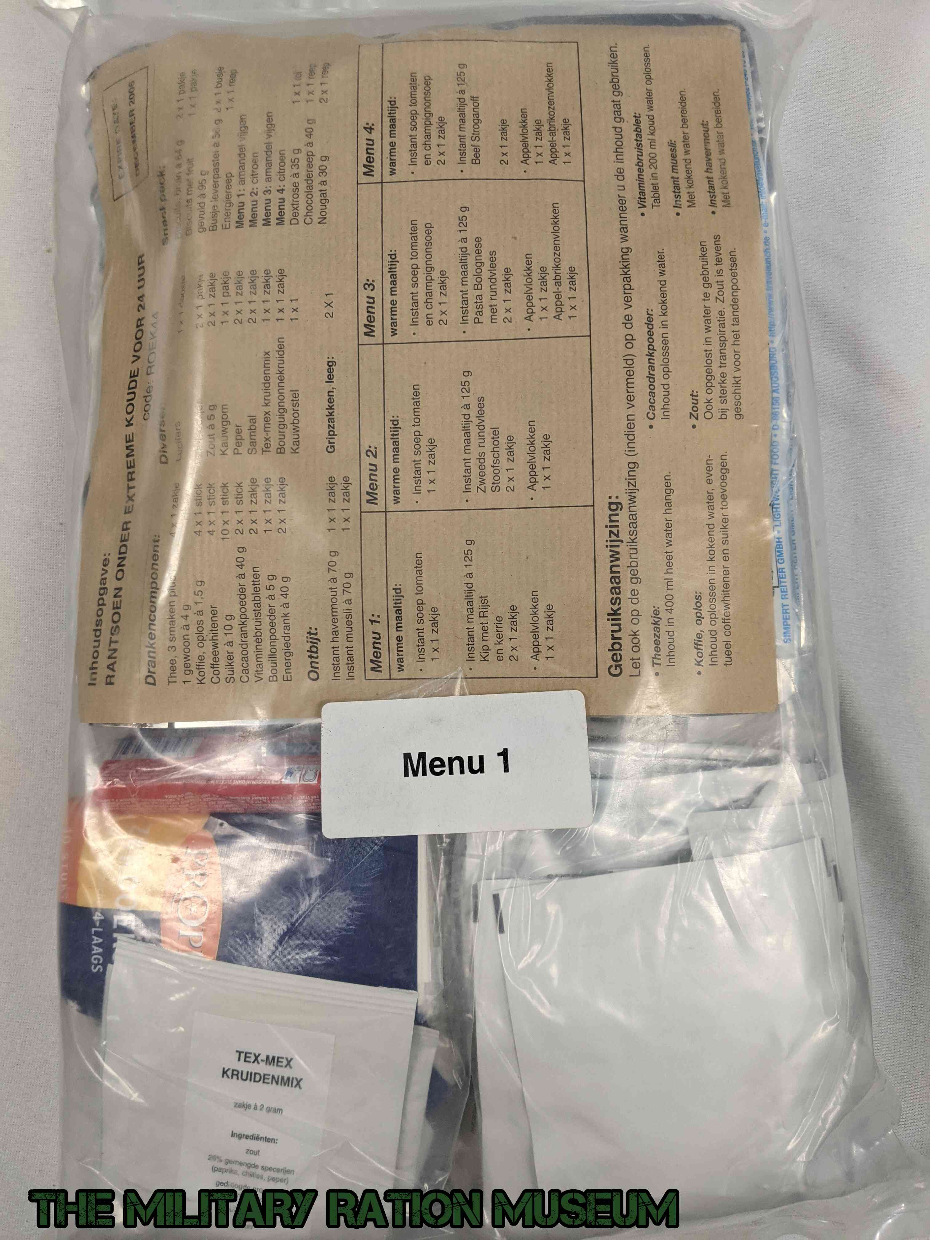 Dutch Arctic 24HR Menu 1 | The Military Ration Museum Archives